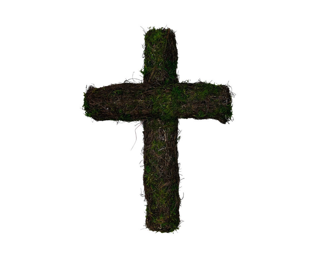 Kg3210-18.5h Angel Vine Moss Cross Brown/green,crosses,easter Cross ...