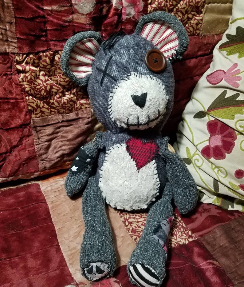 Creepy Cute Teddy Bear Goth Horror Bear Stuffed floppy | Etsy