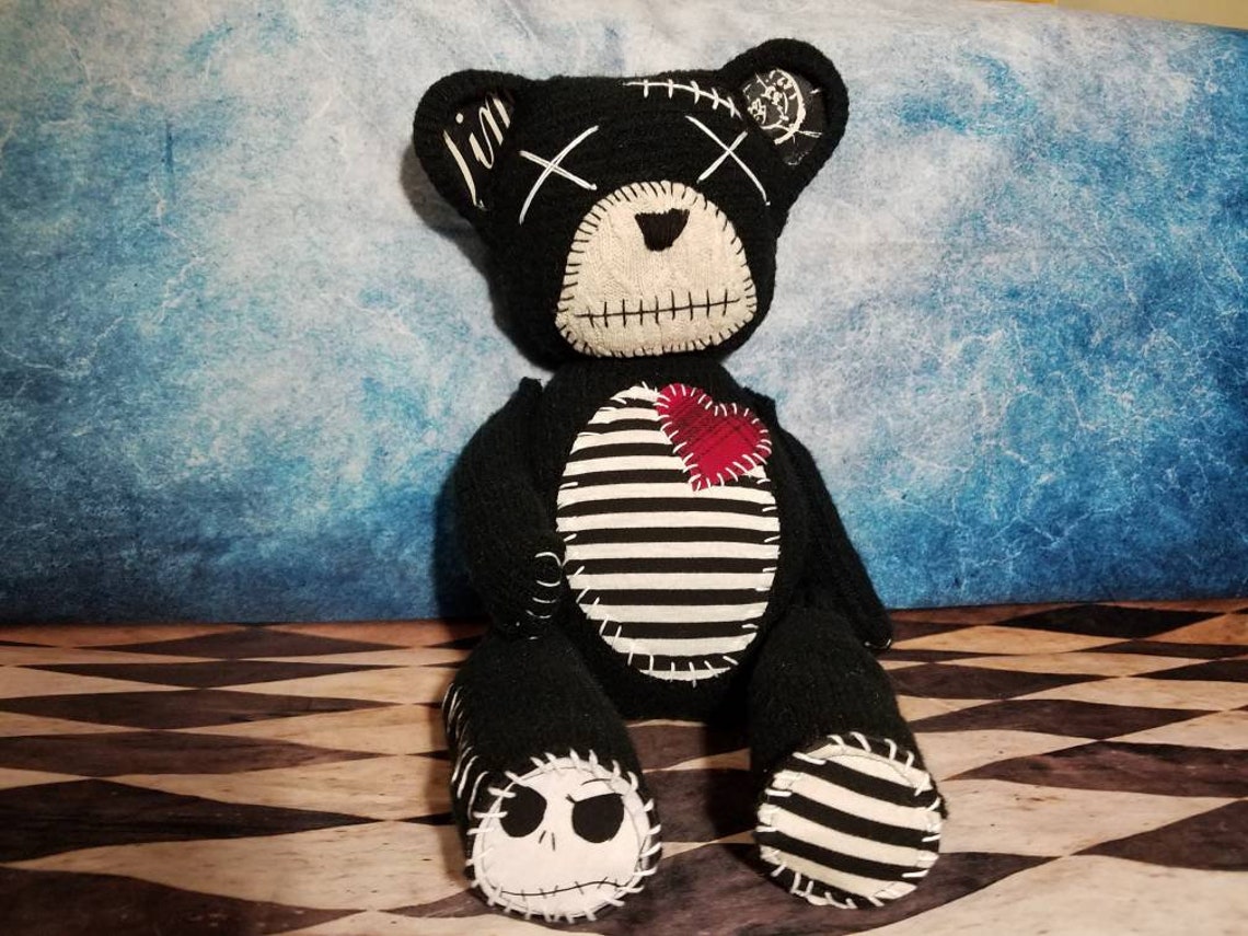 Creepy Cute Teddy Bear Goth Horror Bear Stuffed floppy Bear | Etsy