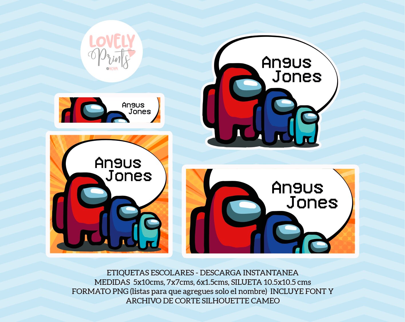 Among Us school labels printables personalised label school | Etsy