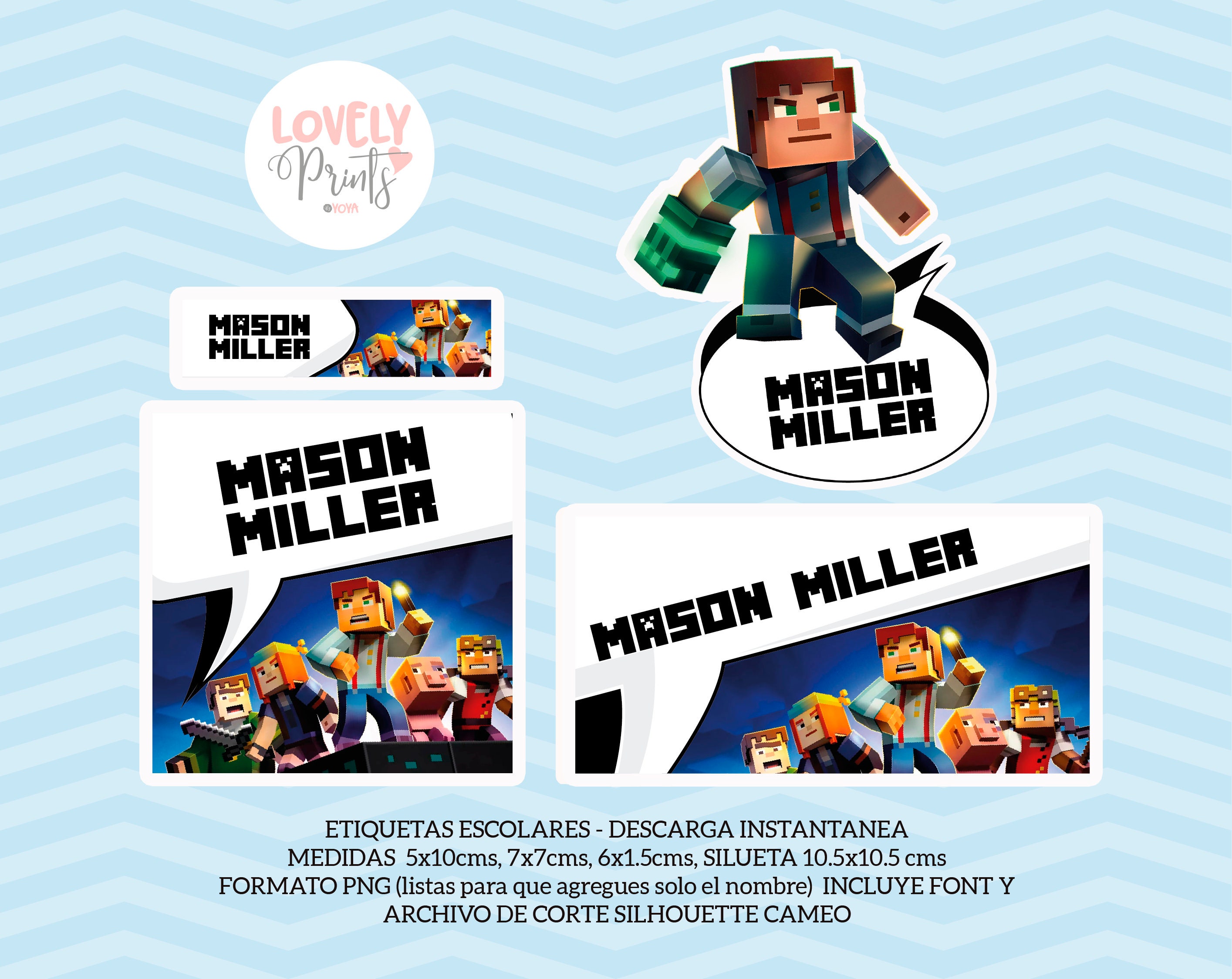 Minecraft videogame school labels printables personalizado | Etsy