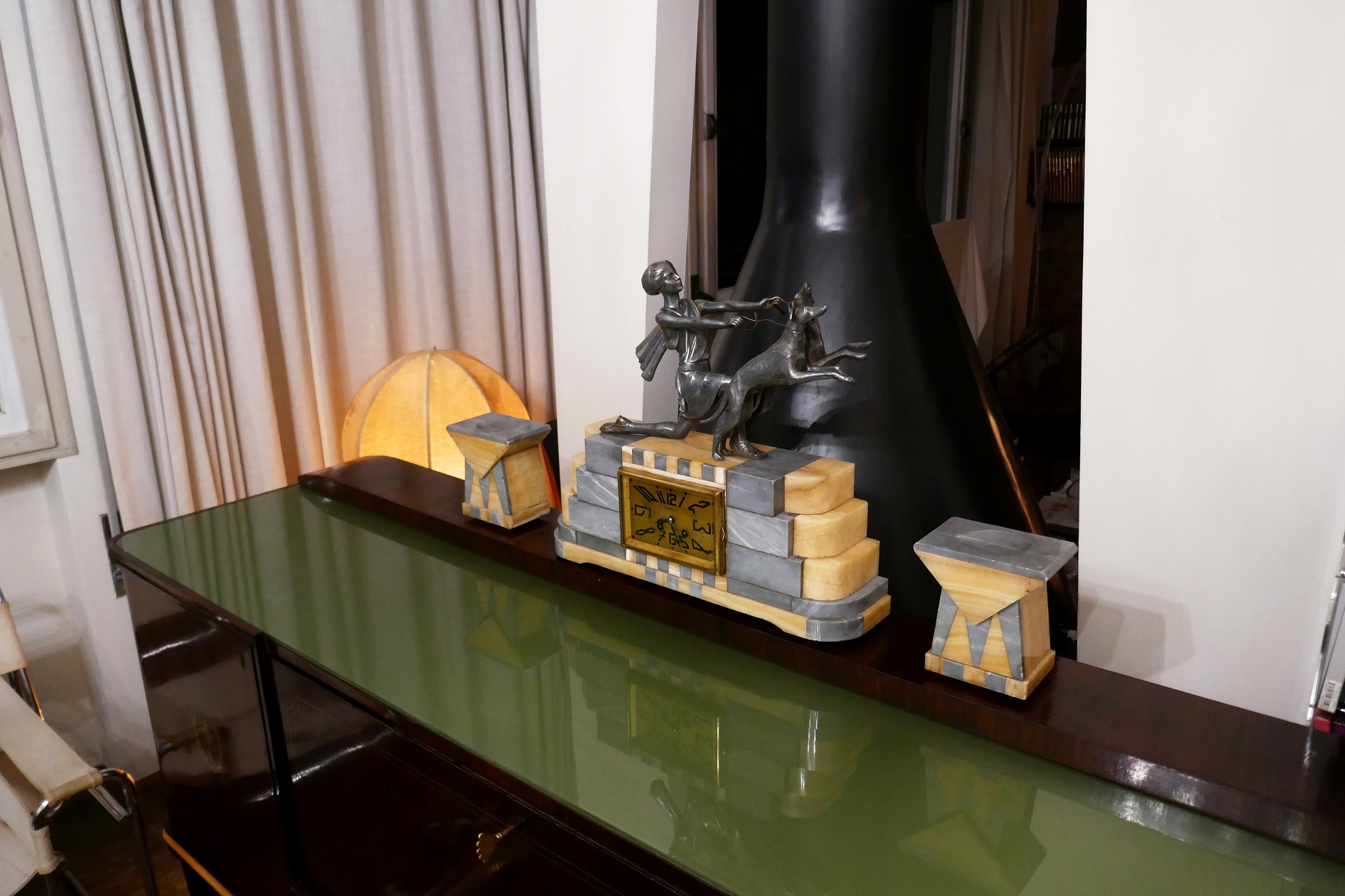 French Art Deco Marble Clock chiparus Grisard Dunhill Art Deco Clock ...