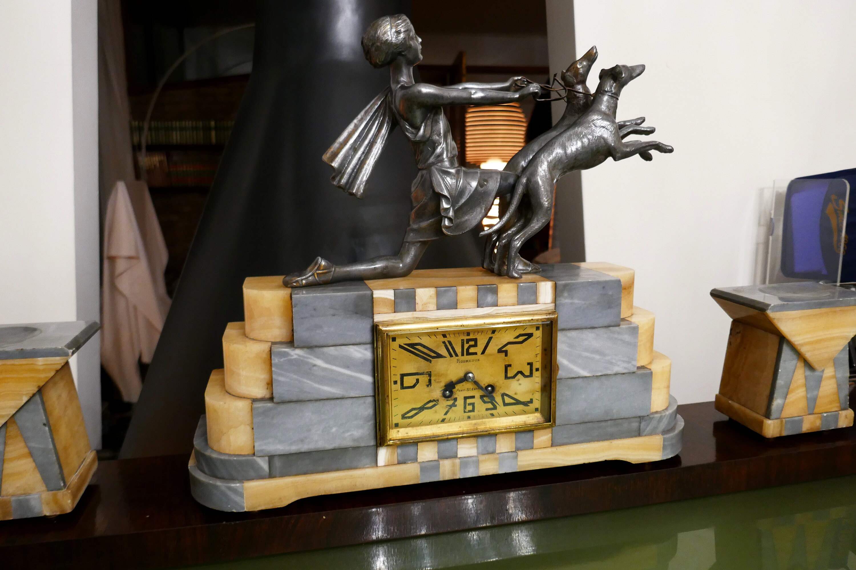 French Art Deco Marble Clock chiparus Grisard Dunhill Art Deco Clock ...