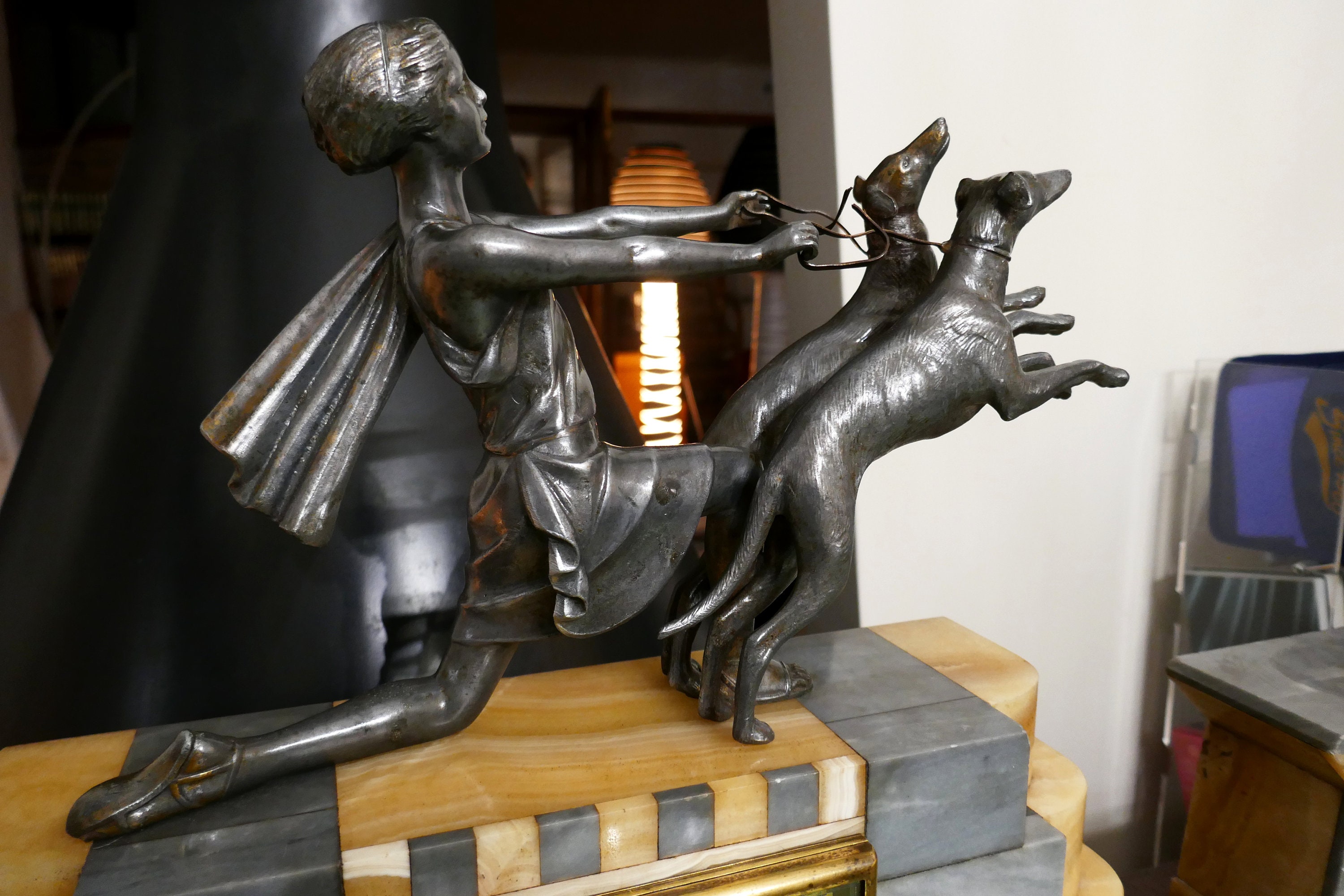 French Art Deco Marble Clock (chiparus Grisard Dunhill Art Deco Clock ...