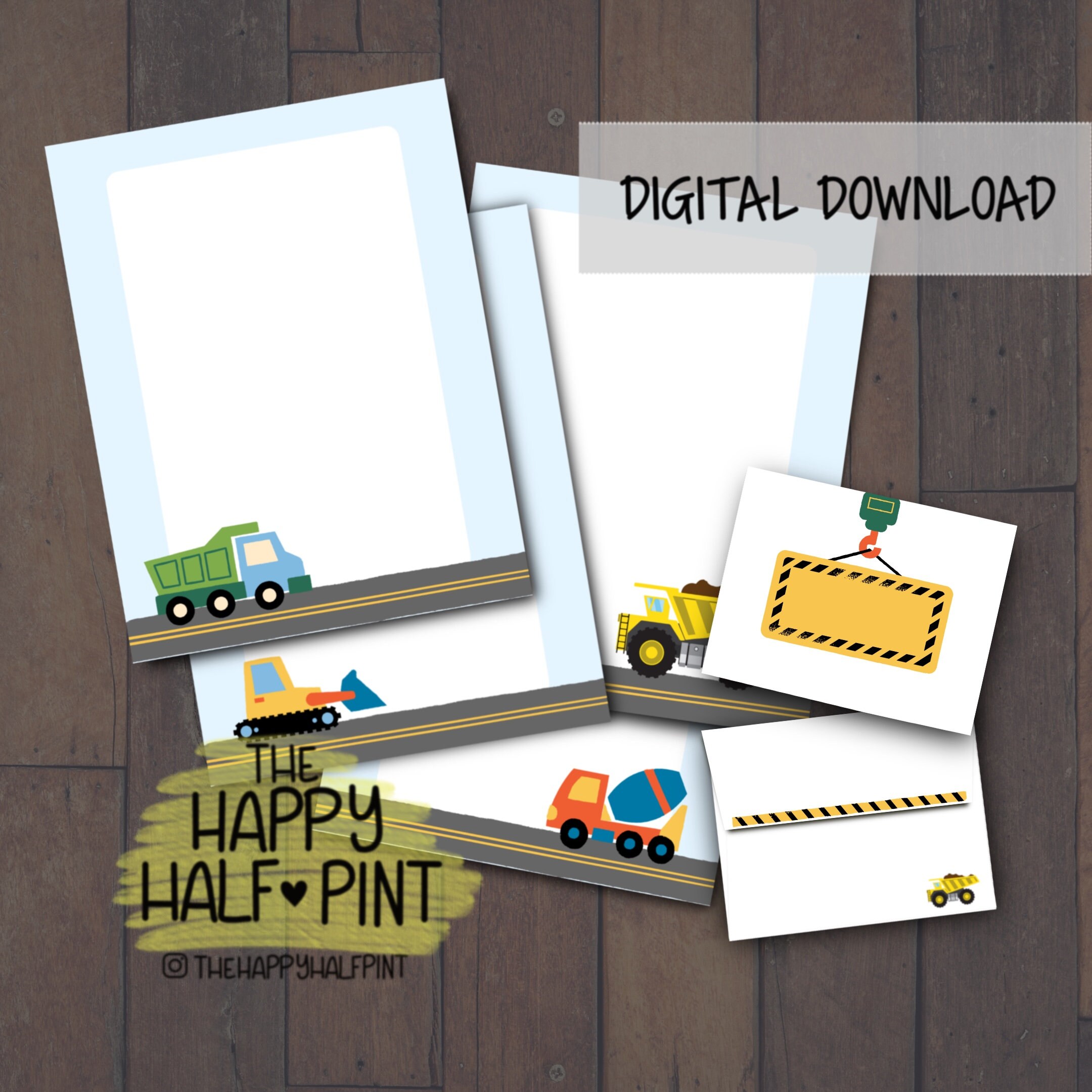 Construction Stationary (printable) - Etsy