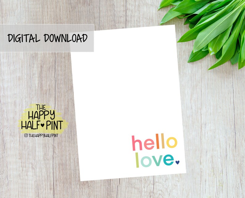 Hello Printable Card - Etsy