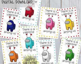 Among Us Valentine Cards Boy Girl Valentine Card Printable Valentine's ...