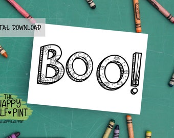 Printable Halloween Coloring Cards - Etsy