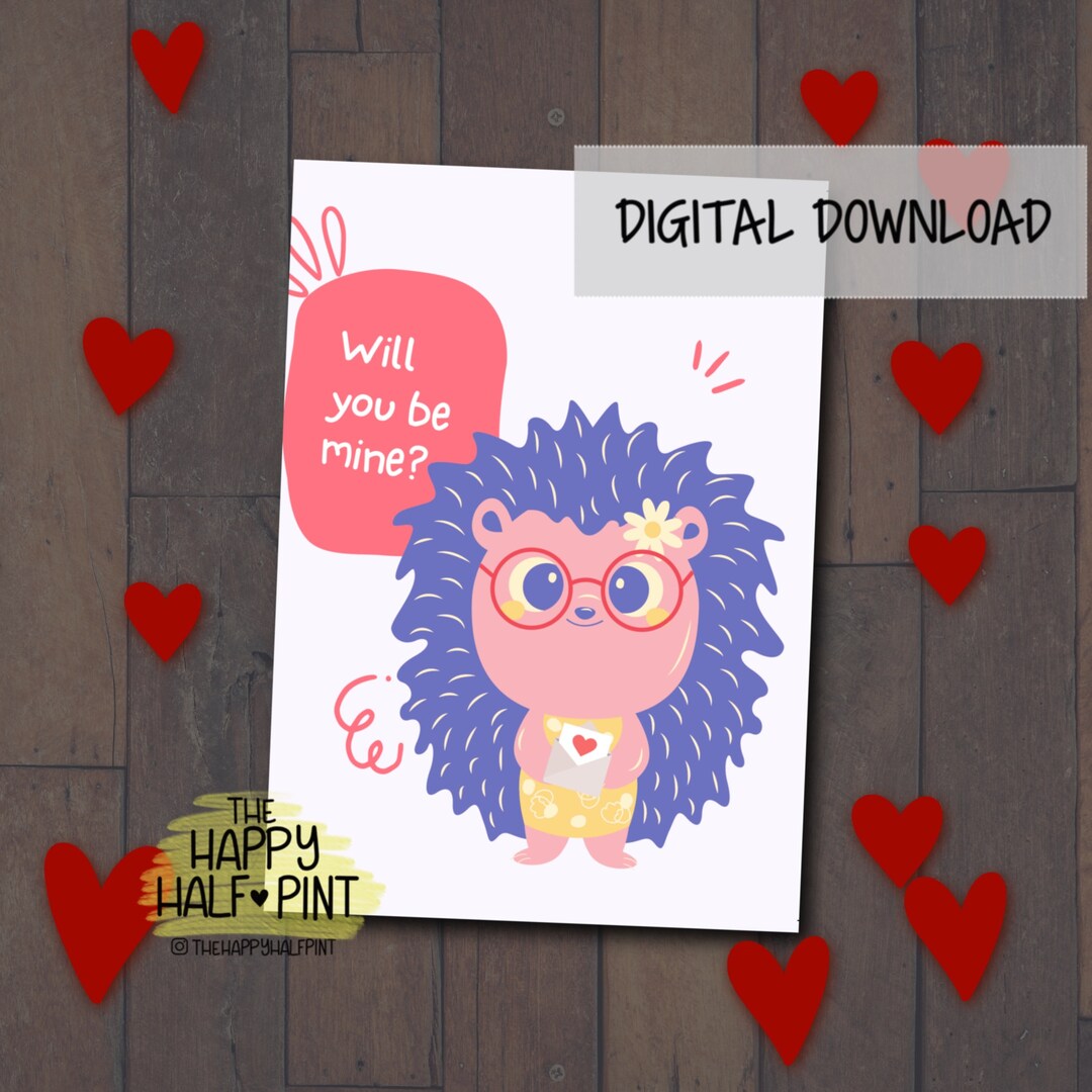 Porcupine Valentine Printable Card - Etsy