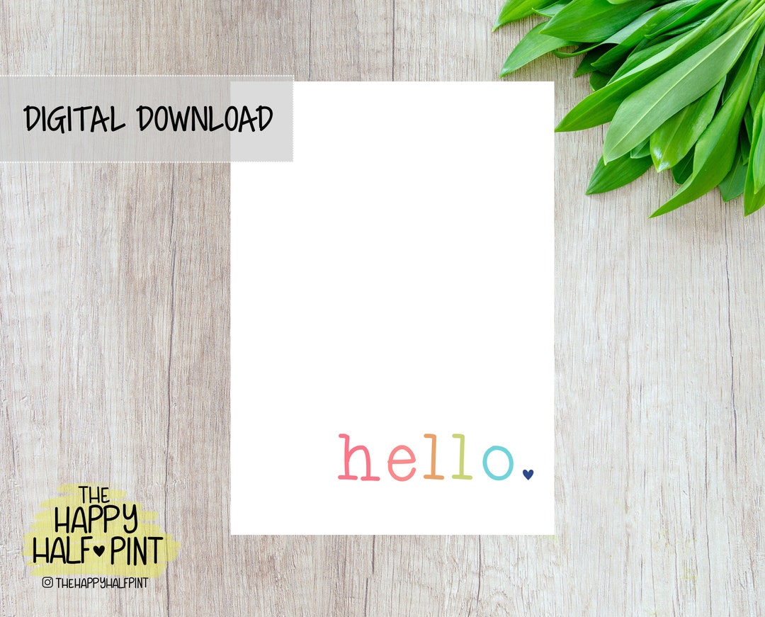 Hello Printable Card - Etsy
