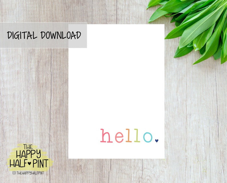 Hello Printable Card - Etsy