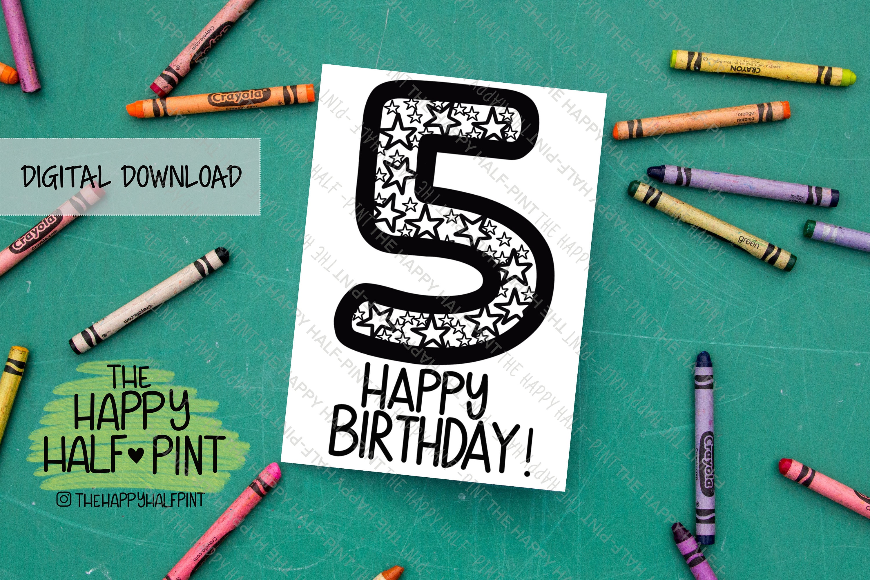 Printable 5th Birthday Card - Etsy