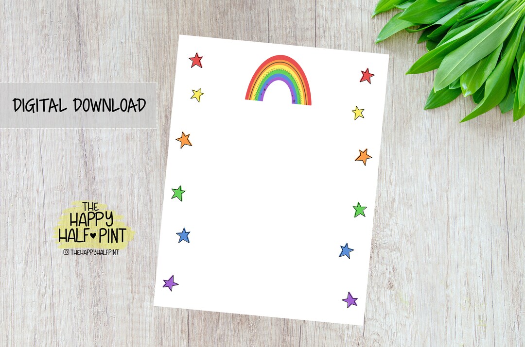 Rainbow & Stars Stationary (printable) - Etsy