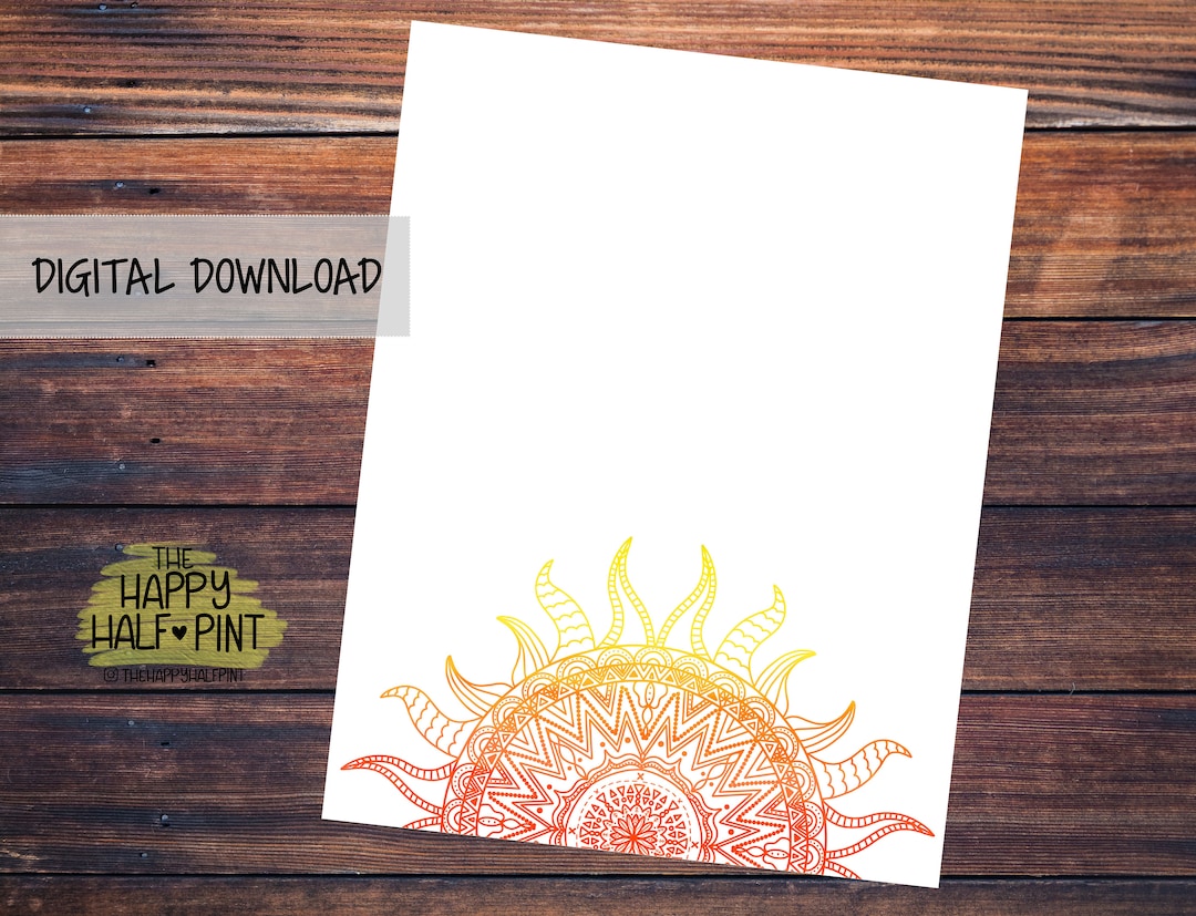 Sun Mandala Stationary (printable) - Etsy