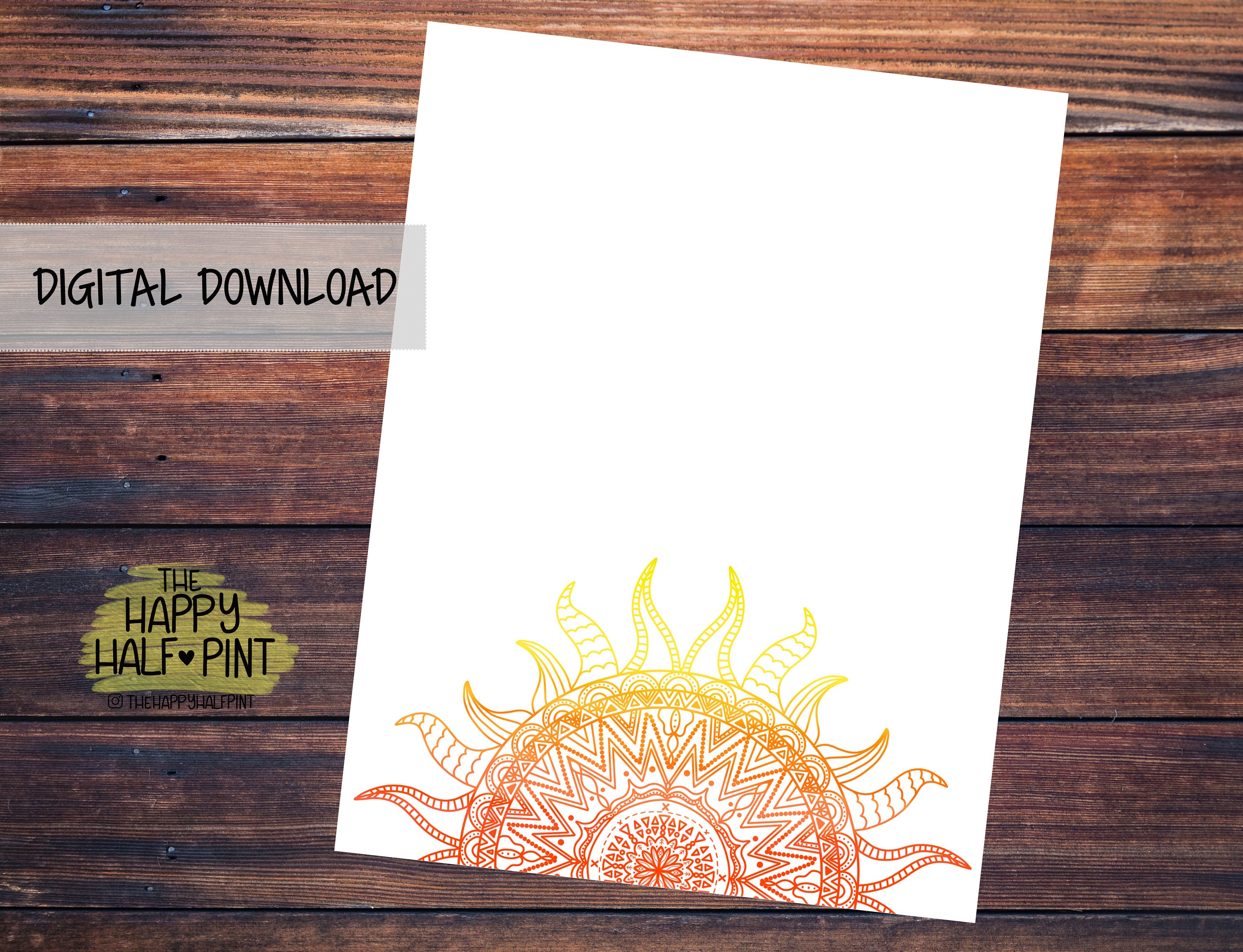 Sun Mandala Stationary (printable) - Etsy