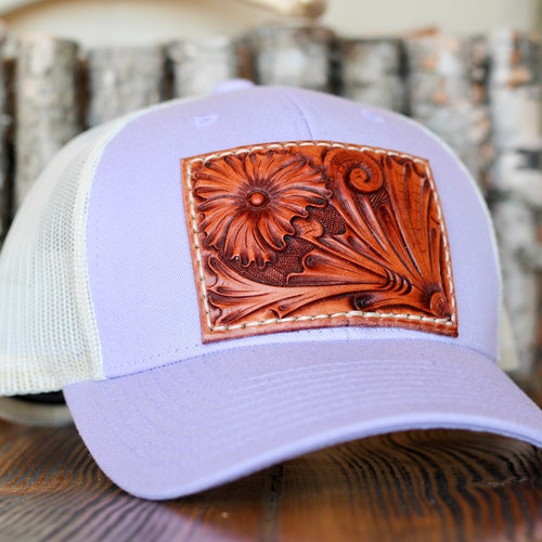 Richardson 112 Snap Back Hat With Hand Tooled Leather Patch - Etsy