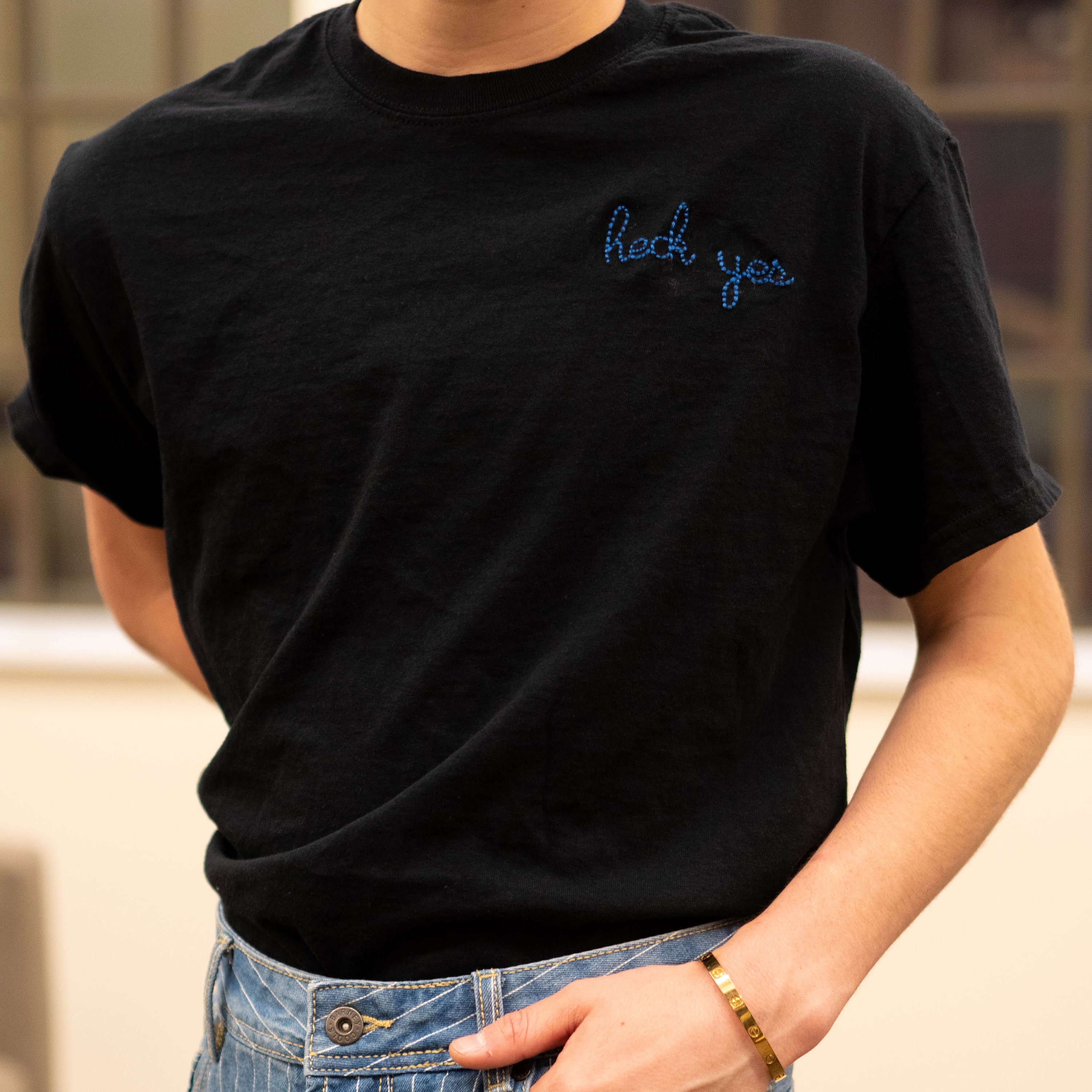 Heck Yes Quote Embroidered T-shirt - Etsy