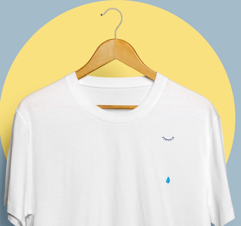 Single Tear Crying Embroidered T-shirt - Etsy