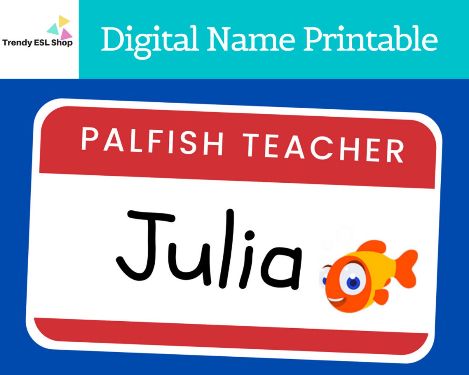 Digital Palfish Name Printable Online teaching background | Etsy
