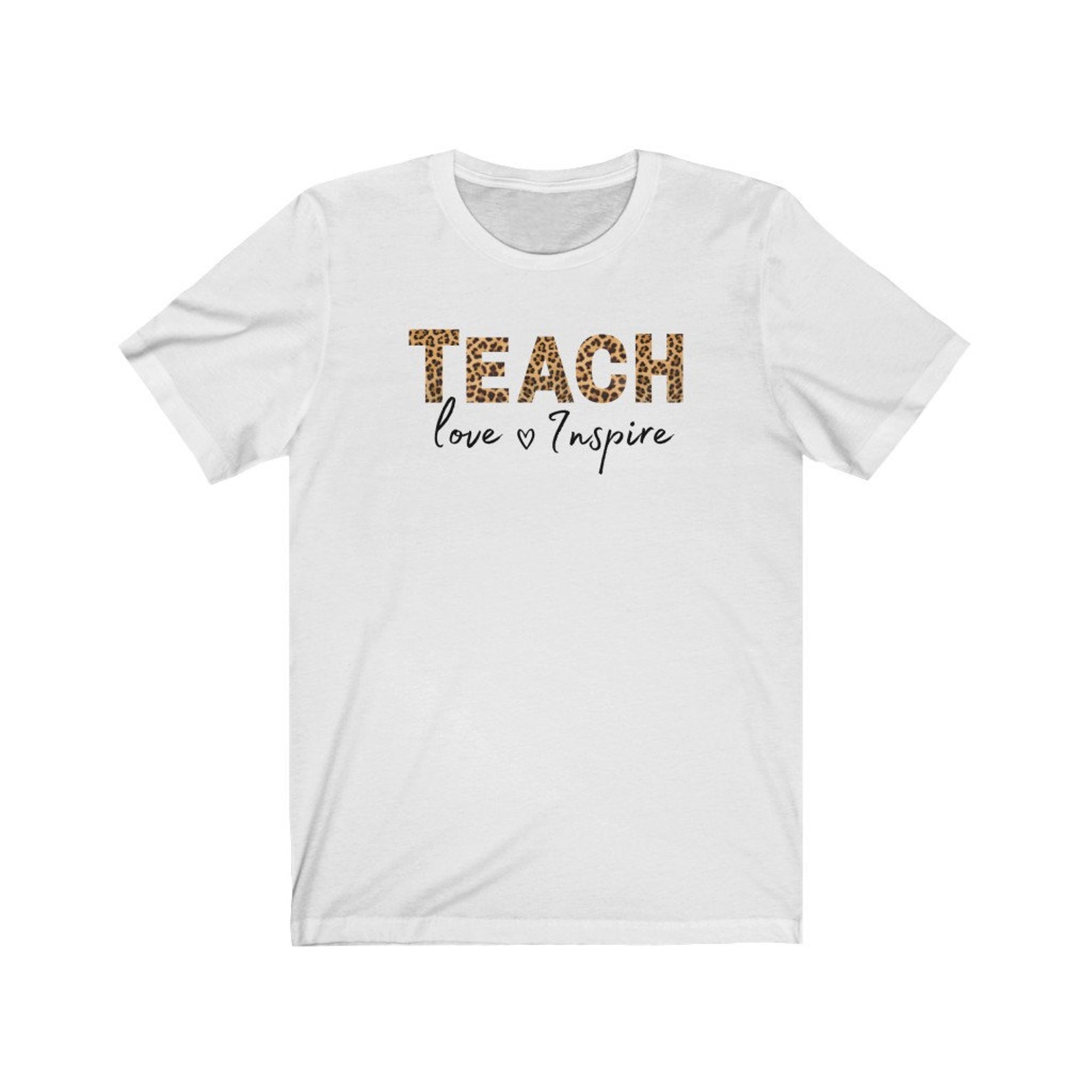 Cute Teacher Shirt Teach Love Inspire Leopard Teacher Tee | Etsy