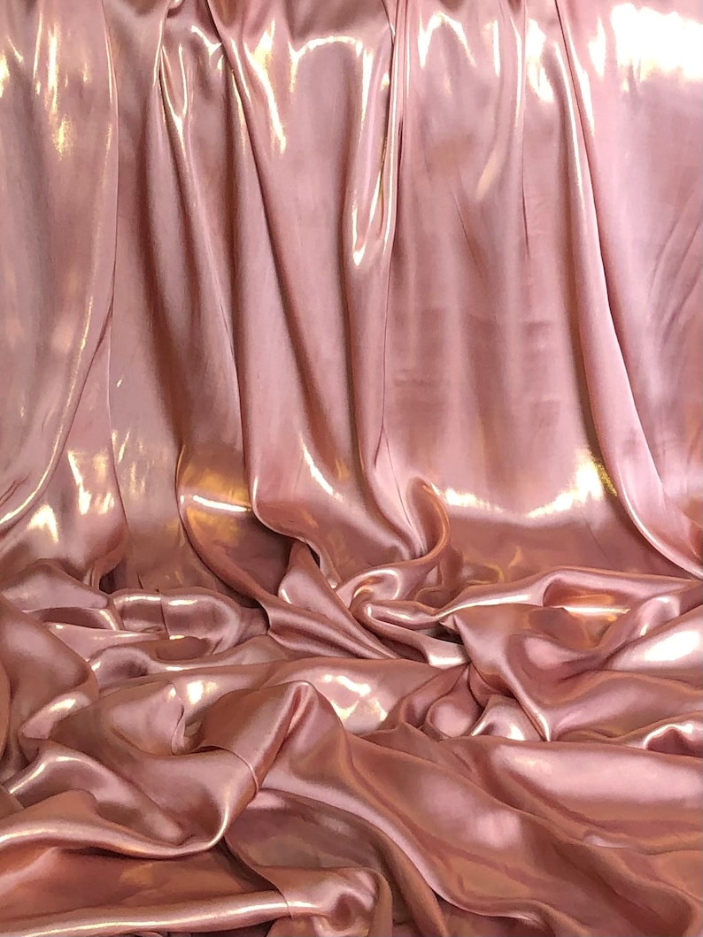 Pearl Peach Shimmer Satin Fabric, Gold Wet Look (58” Wide) - Etsy