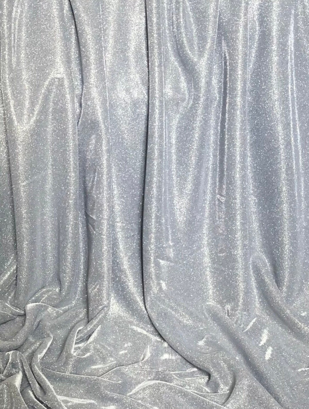 1 MTR Silver Sparkly Glitter Stretch Moonlight Fabric 58”wid Dress ...
