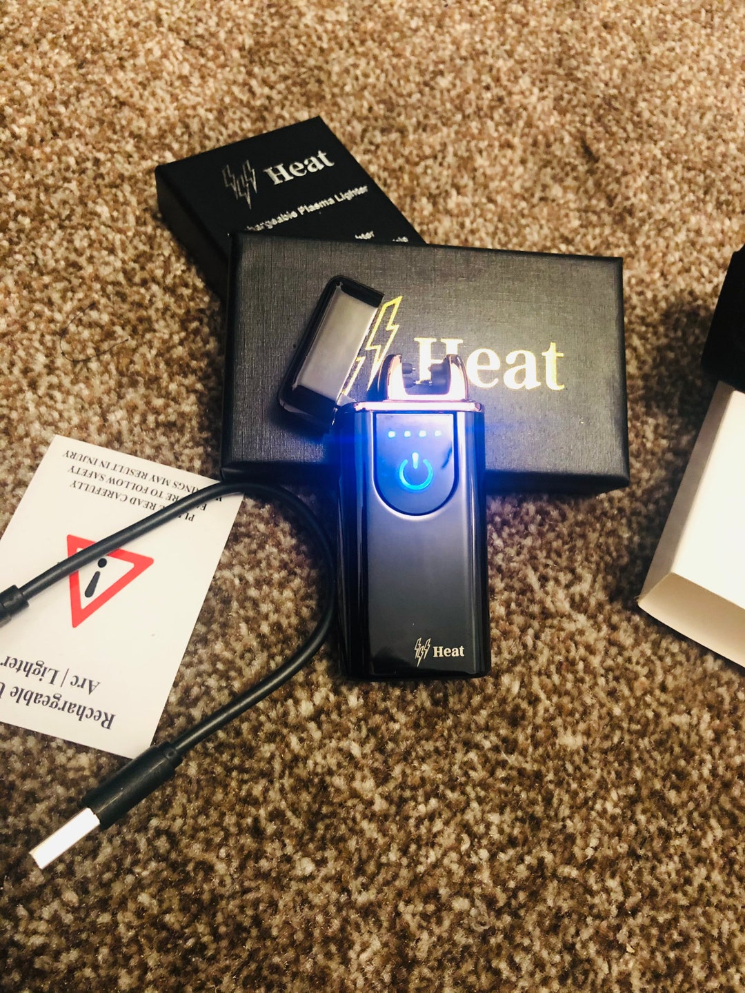 Black LED Touch Display Activation Double Arch Rechargeable USB ...