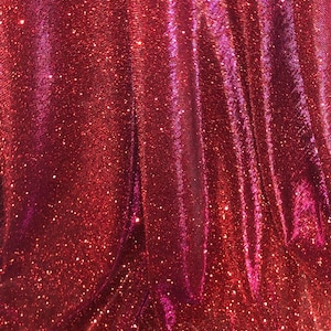 1 MTR Red Sparkly Glitter Stretch Moonlight Fabric 58”wide Dress ...