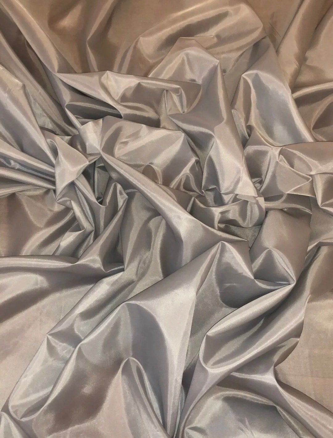 1 Meter Silver Quality Anti Static Shiny Polyester Lining Fabric Dress ...