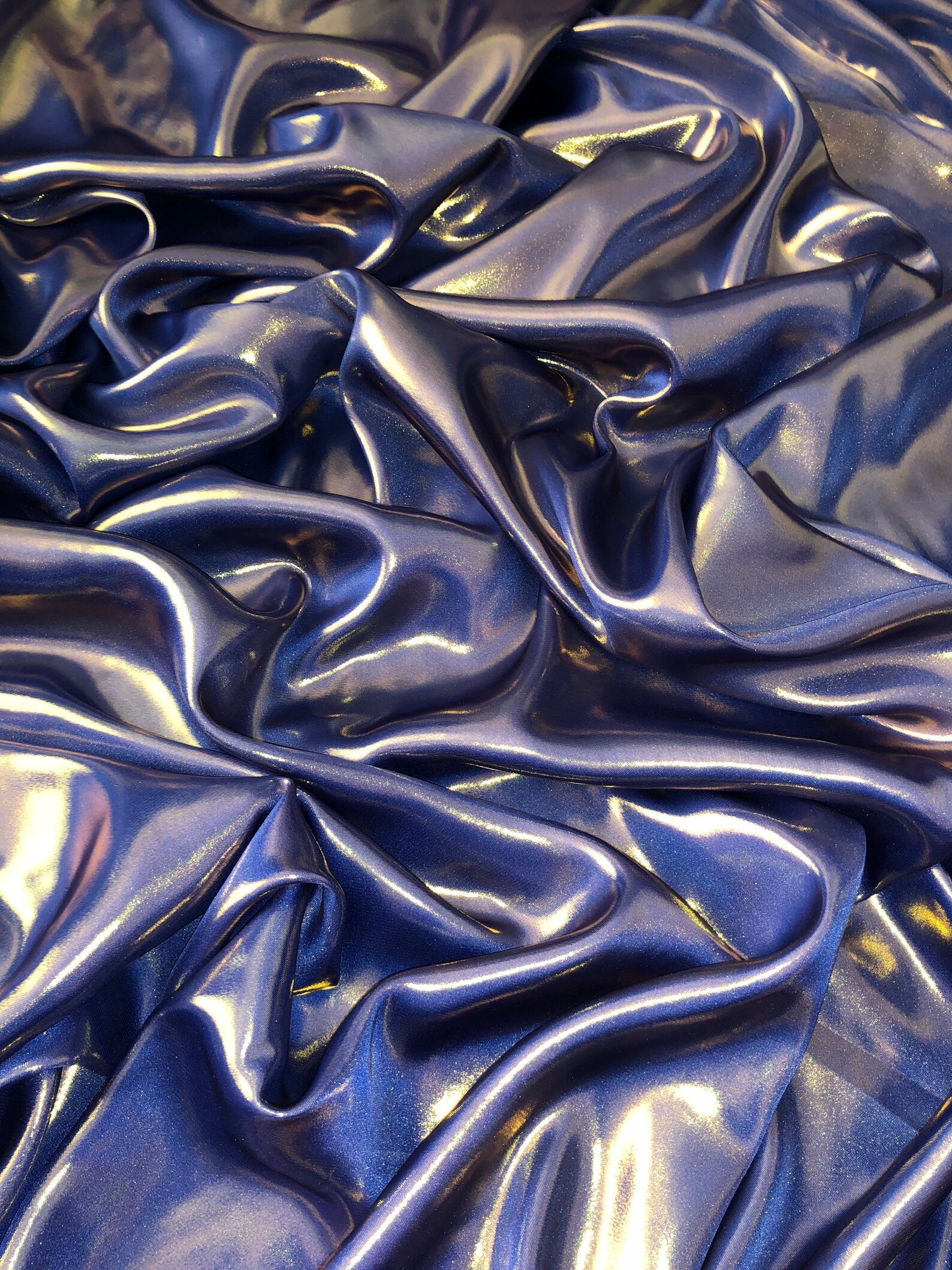 1 Meter Shiny Blue/gold Wet Look Shimmer Satin Fabric Bridal - Etsy