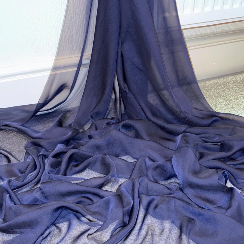Dark Blue Chiffon Dress - Etsy UK