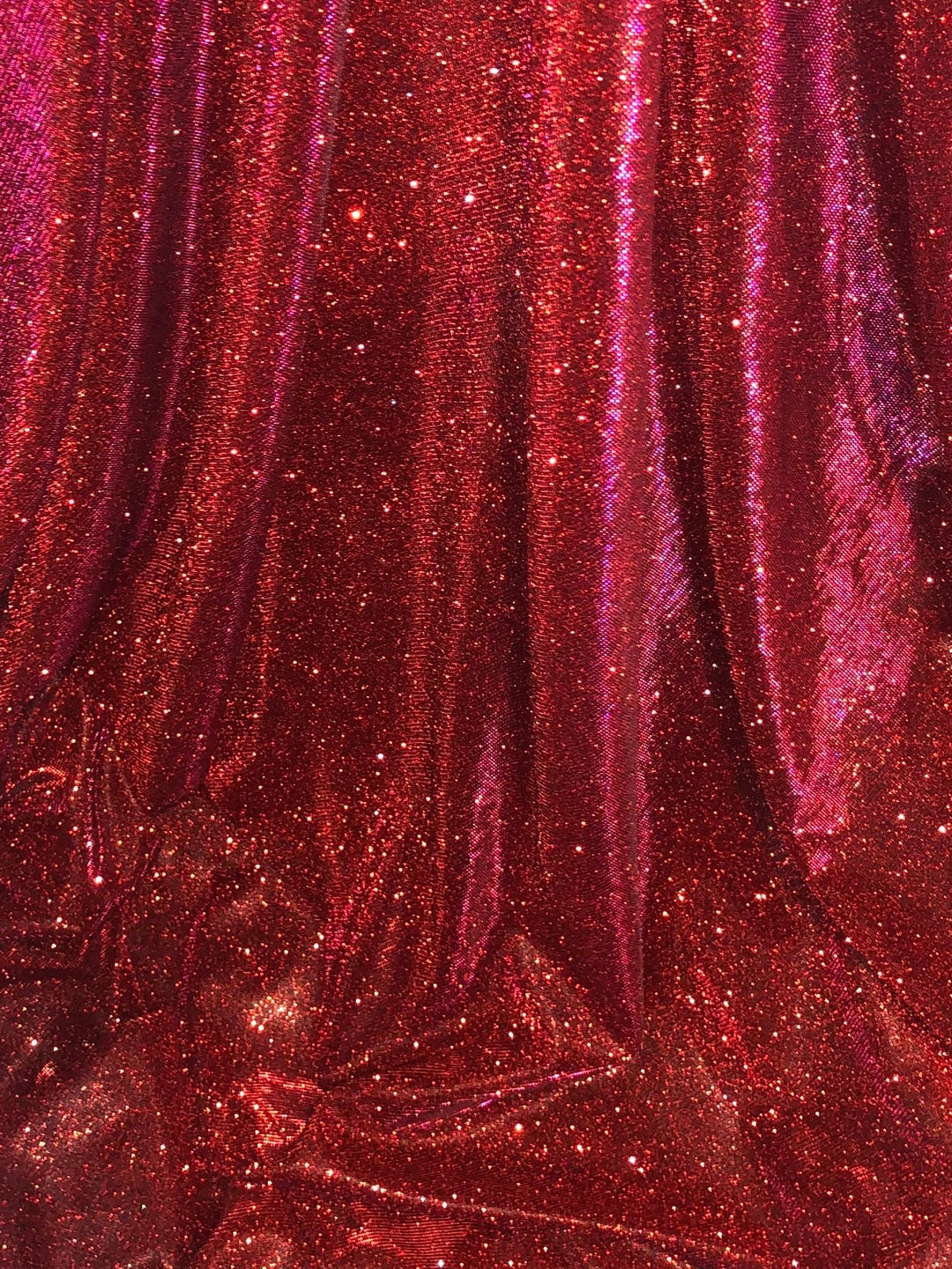 1 MTR Red Sparkly Glitter Stretch Moonlight Fabric 58”wide Dress ...