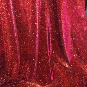 1 MTR Red Sparkly Glitter Stretch Moonlight Fabric 58”wide Dress ...