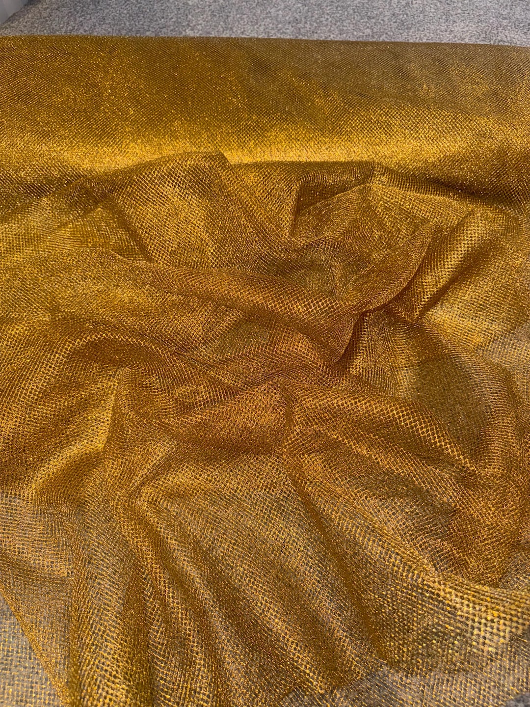 1 Meter Sparkly Metallic Mustard Gold Fish Net Chain Mail Mesh Fabric ...