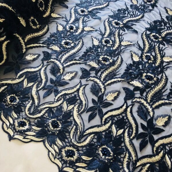 Navy Lace Fabric - Etsy