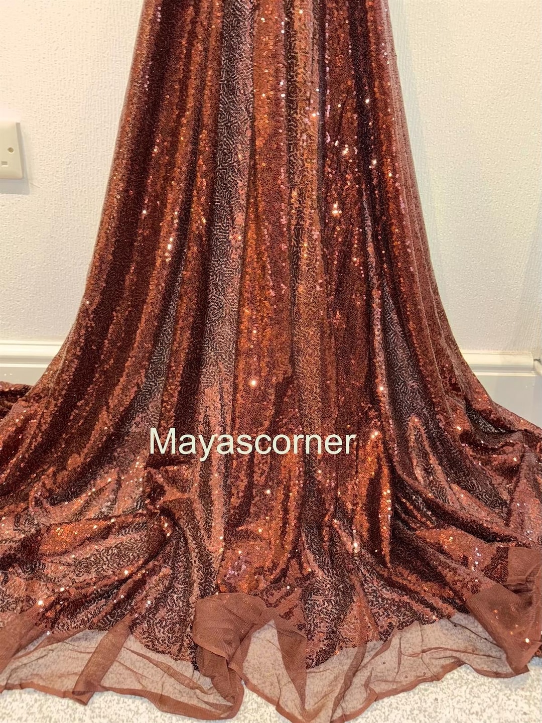 1 Meter Choclate Brown 3mm Sparkling Sequin Tulle 58” Wide Net Tutu ...