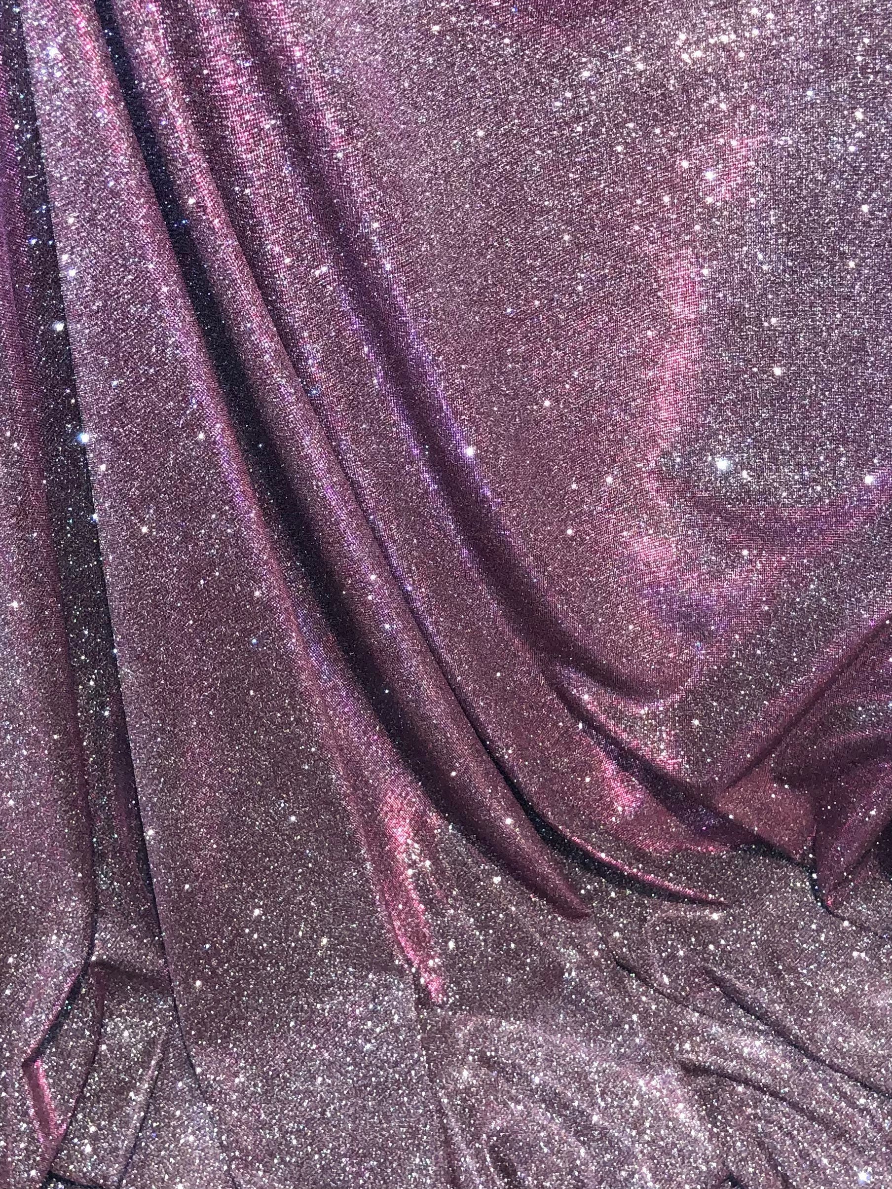 1 MTR Purple/silver Sparkly Glitter Stretch Moonlight Fabric 58”wide ...
