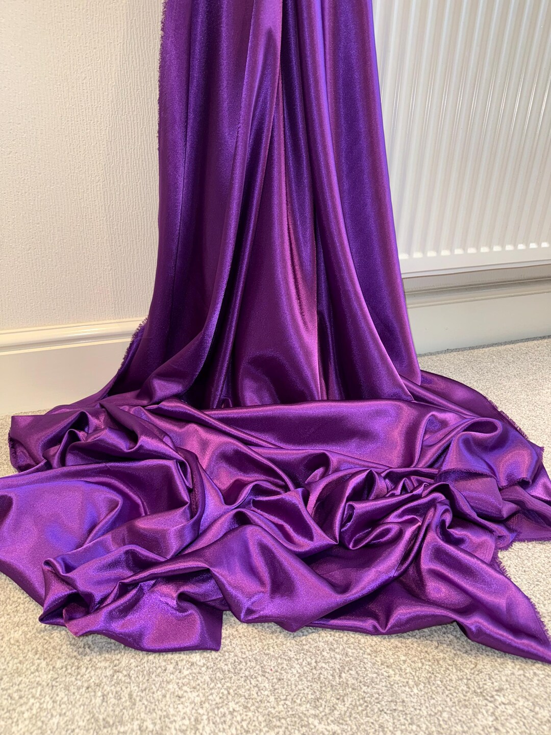 1 Meter Purple Shiny Crepe Back Satin Fabric 58” Wide Dressmaking ...