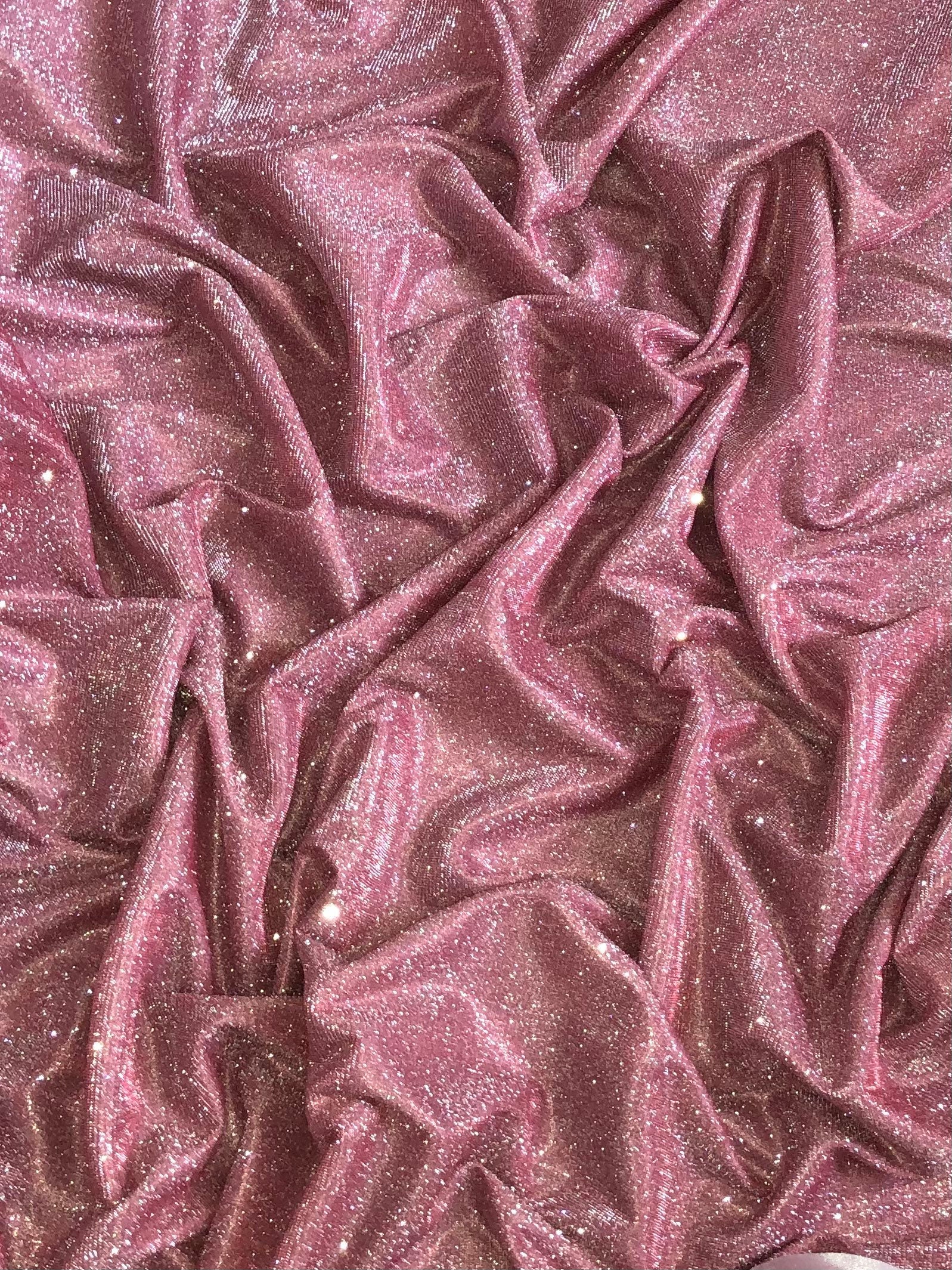 1 MTR Rose Pink Sparkly Glitter Stretch Moonlight Fabric 58”wide Dress ...