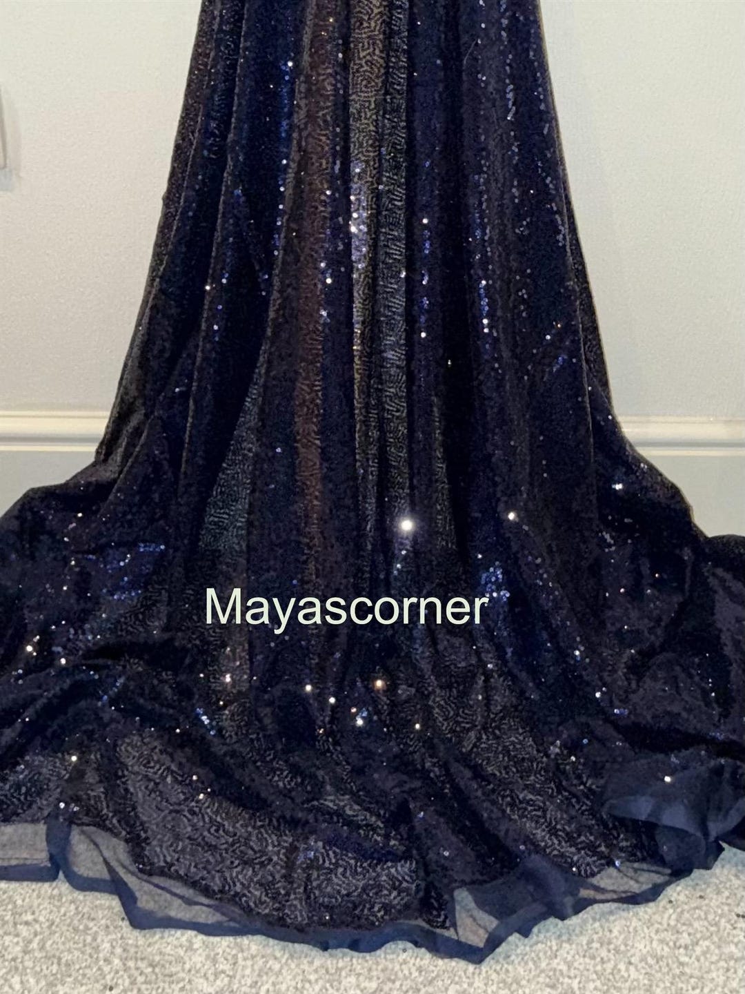 1 Meter Navy 3mm Sparkling Sequin Tulle 58” Wide Net Tutu Backdrop ...