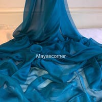 1 Meter Two Tone Sage Green/teal Soft Cationic Chiffon 100% Polyester ...