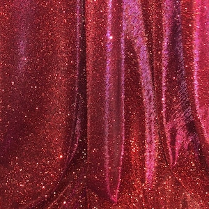 1 MTR Red Sparkly Glitter Stretch Moonlight Fabric 58”wide Dress ...
