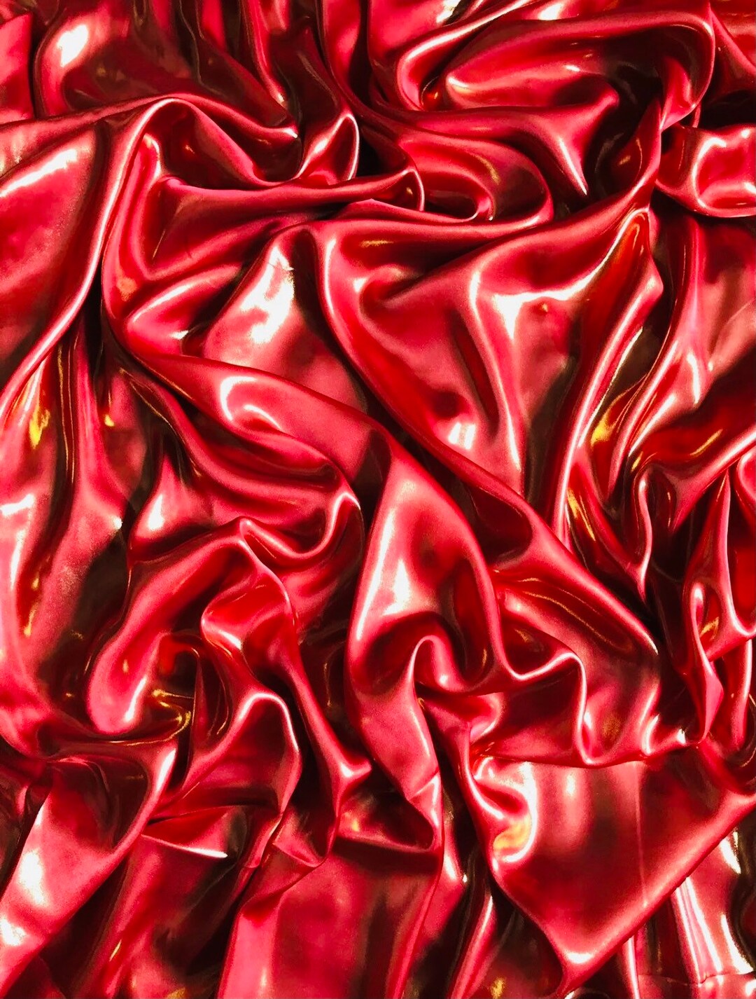 1 Meter Shiny Red/gold Wet Look Shimmer Satin Fabric Bridal Dress ...