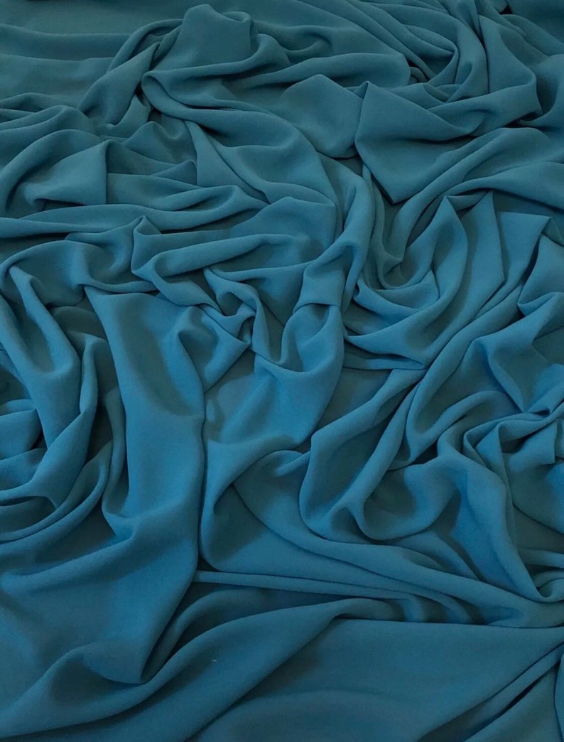 Teal Georgette Chiffon Fabric 58” Wide Semi Transparent Dress Bridal ...