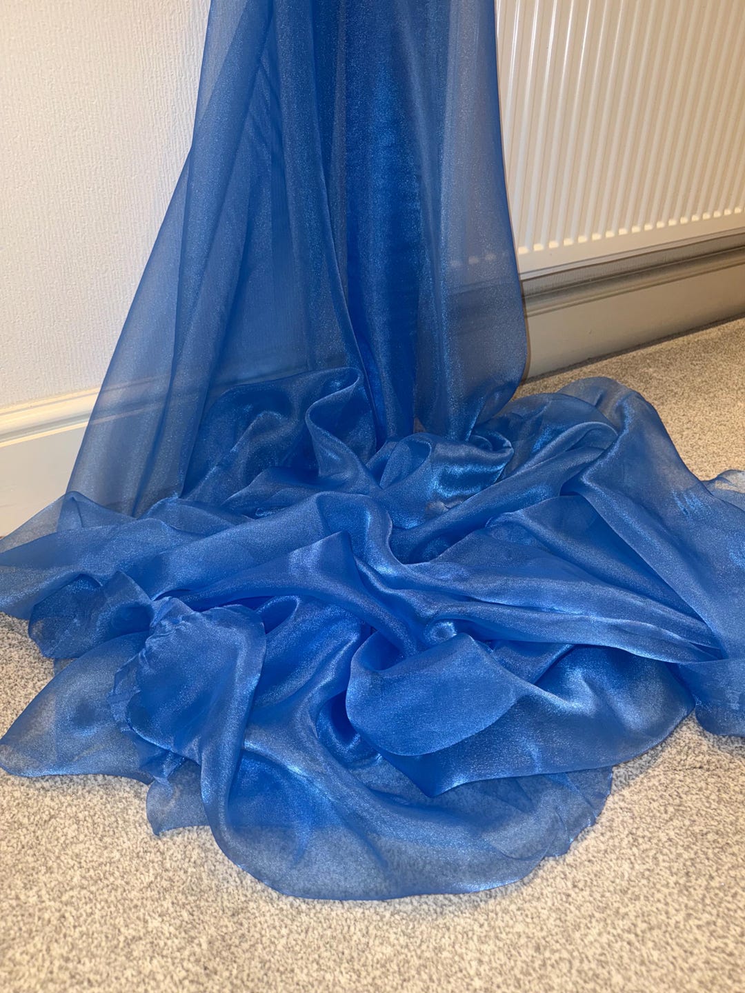 1 Meter Blue Shiny Organza Fabric 58” Wide Sheer,dressmaking ...
