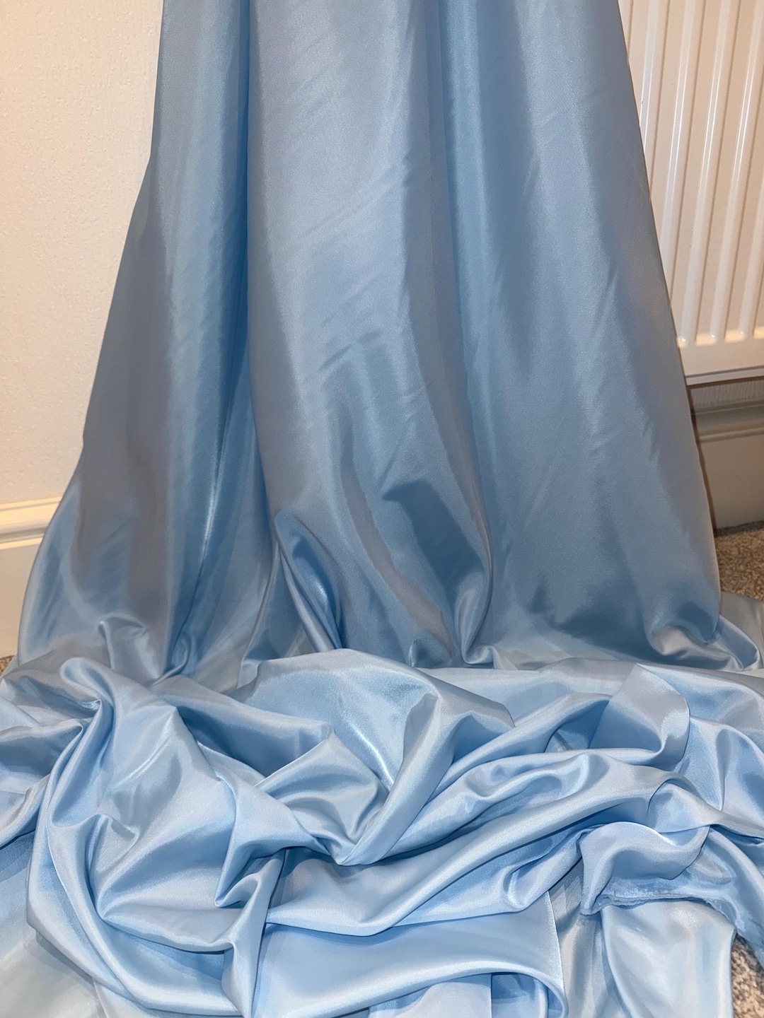 1 Meter Sky Blue Anti Static Shiny Polyester Lining Fabric 150cm Wide ...