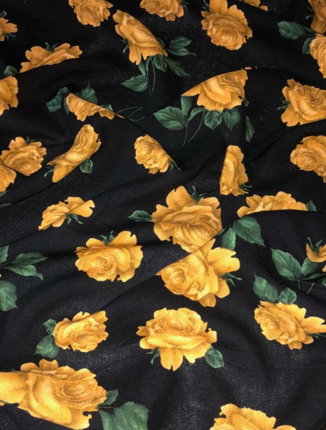 Black And Yellow Floral Fabric