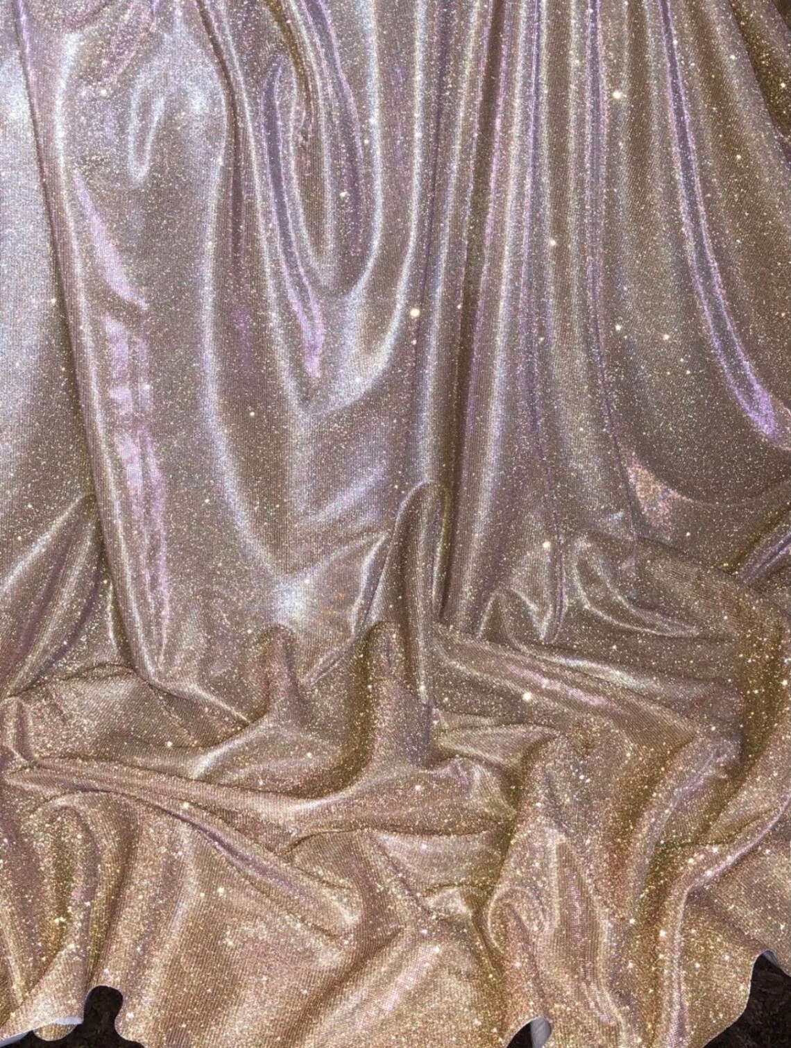 1 MTR Rose Gold Sparkly Glitter Stretch Moonlight Fabric | Etsy