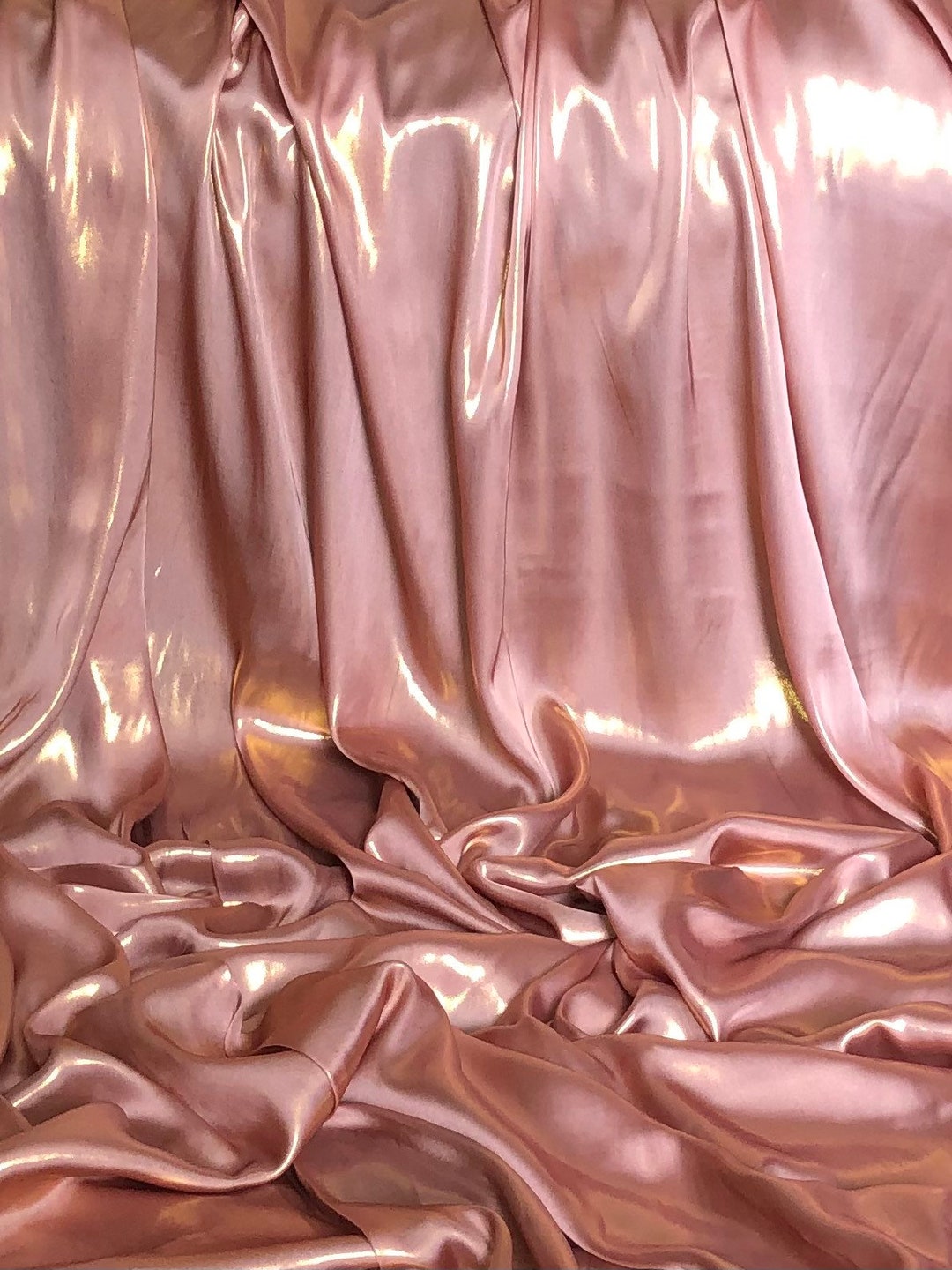 1 Meter Shiny Pearl Peach/gold Wet Look Shimmer Satin Fabric 58” Wide ...