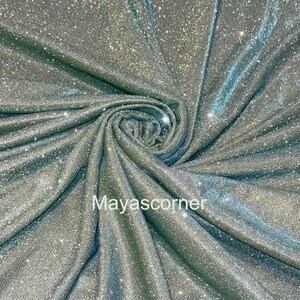 Sky Blue/green Two Tone Sparkly Glitter Stretch Moonlight Fabric 58 ...
